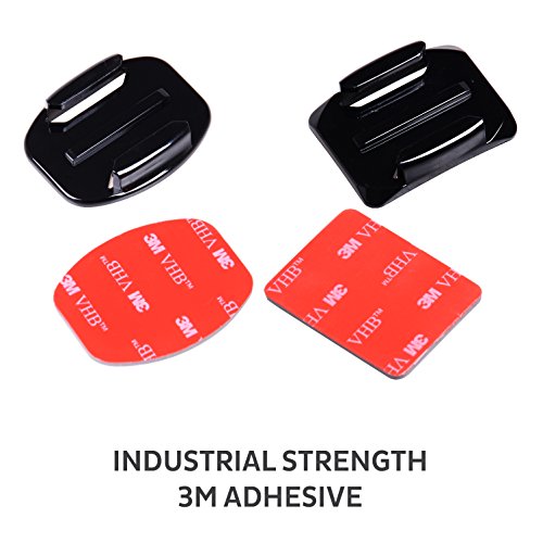 Adhesive Mounts for GoPro Cameras - 3x Curved & 3x Flat Mounts Bundle W/ 3M Sticky Pads- Tape Mount to Your Helmet/Bike/Board/Car- Fits ALL Go Pro Models - Premium Camera Accessories - 1 Year Warranty