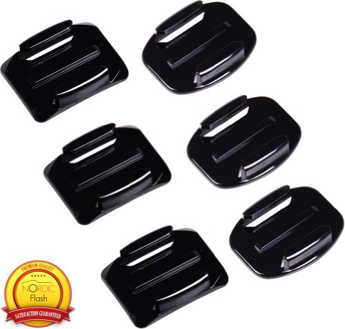 Adhesive Mounts for GoPro Cameras - 3x Curved & 3x Flat Mounts Bundle W/ 3M Sticky Pads- Tape Mount to Your Helmet/Bike/Board/Car- Fits ALL Go Pro Models - Premium Camera Accessories - 1 Year Warranty