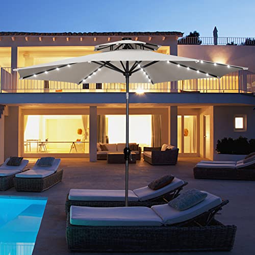 DOIT Solar Patio Umbrella 10 FT Outdoor Umbrella with 40 LED Lights 8 Sturdy Ribs, Table Market Umbrella for Garden,Deck,Backyard,Pool Bench(No Base)