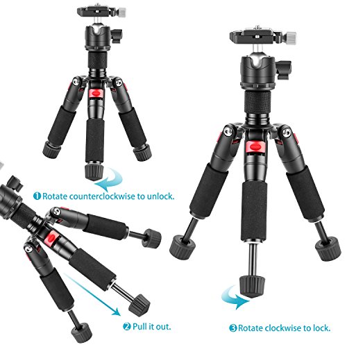 Neewer Portable Desktop Mini Tripod - Aluminum Alloy 20 inches/ 50 Centimeters with 360 Degree Ball Head, 1/4 inch Quick Shoe Plate for DSLR Camera Video Camcorder, Load up to 11 pounds/5 kilograms
