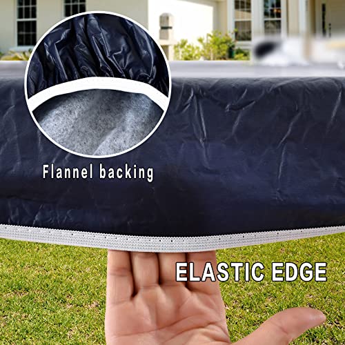 RANDLANTER Vinyl Fitted Picnic Table Cover with Elastic Edges and Flannel Backing Indoor and Outdoor Dining Room Garden Tablecloth -Dark Blue 72x28”