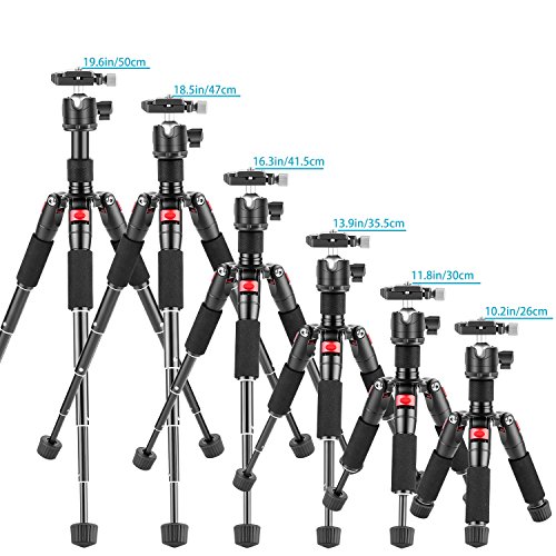 Neewer Portable Desktop Mini Tripod - Aluminum Alloy 20 inches/ 50 Centimeters with 360 Degree Ball Head, 1/4 inch Quick Shoe Plate for DSLR Camera Video Camcorder, Load up to 11 pounds/5 kilograms