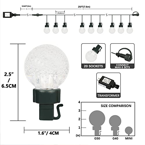 MuDay Outdoor String Lights 34.84 Feet G40 Globe Patio Lights - LED String Lights 20 Waterproof Shatterproof Hanging Outdoor Lights for Patio Outside Garden Backyard Party Camper Balcony(Warm White)