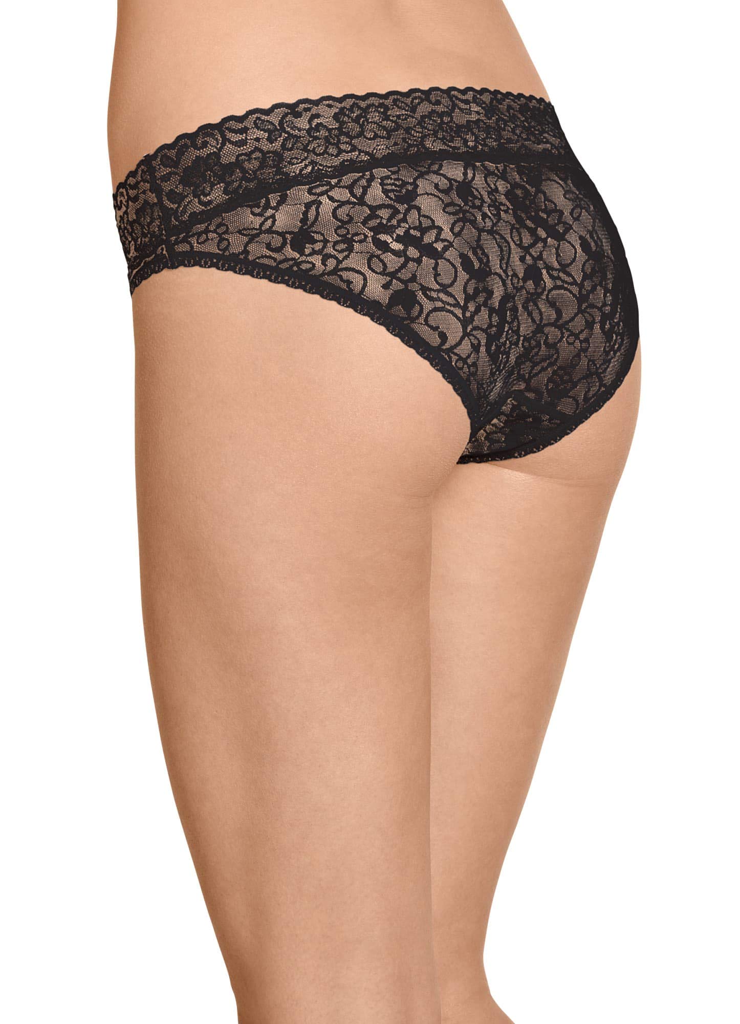 Jockey Women's Underwear Allover Lace Bikini, Black, XL