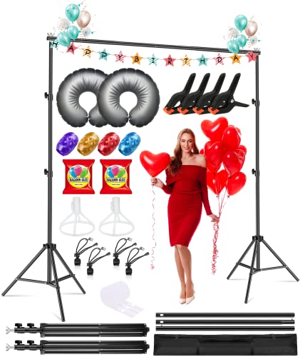 Professional Backdrop Stand for Parties, SoftTime Adjustable Backdrop Stand Kit 7x6.5Ft, Heavy Duty Background Banner Stand Backdrop for Photoshoot Photo Video Studio Balloon Party Decorations