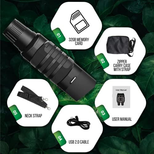 Bush Tech Night Vision Binoculars, Military-Grade Infrared Binoculars with Camera for Hunting and Surveillance, Day and Night High-Power Binoculars with 3X Digital Zoom, 984ft Range, 2.31β LCD Display