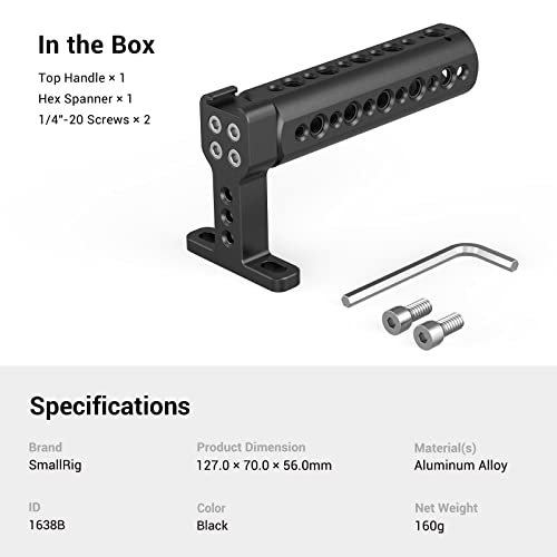 SmallRig Camera Top Handle Grip, DSLR Cage Handle with Cold Shoe Mount for Camera Rig - 1638