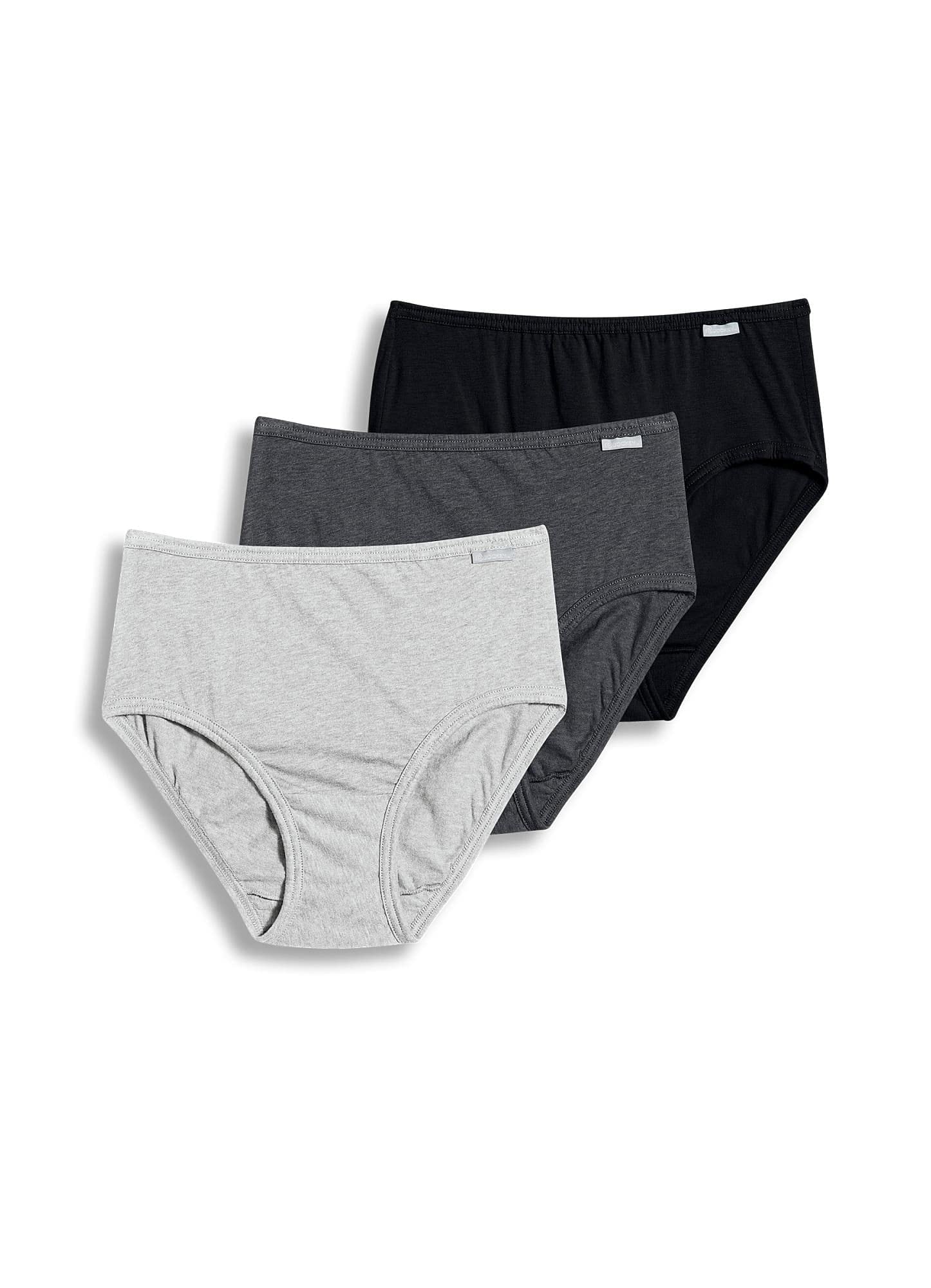 Jockey Women's Underwear Elance Bikini - 3 Pack, Grey Heather/Charcoal Heather/Black, 6
