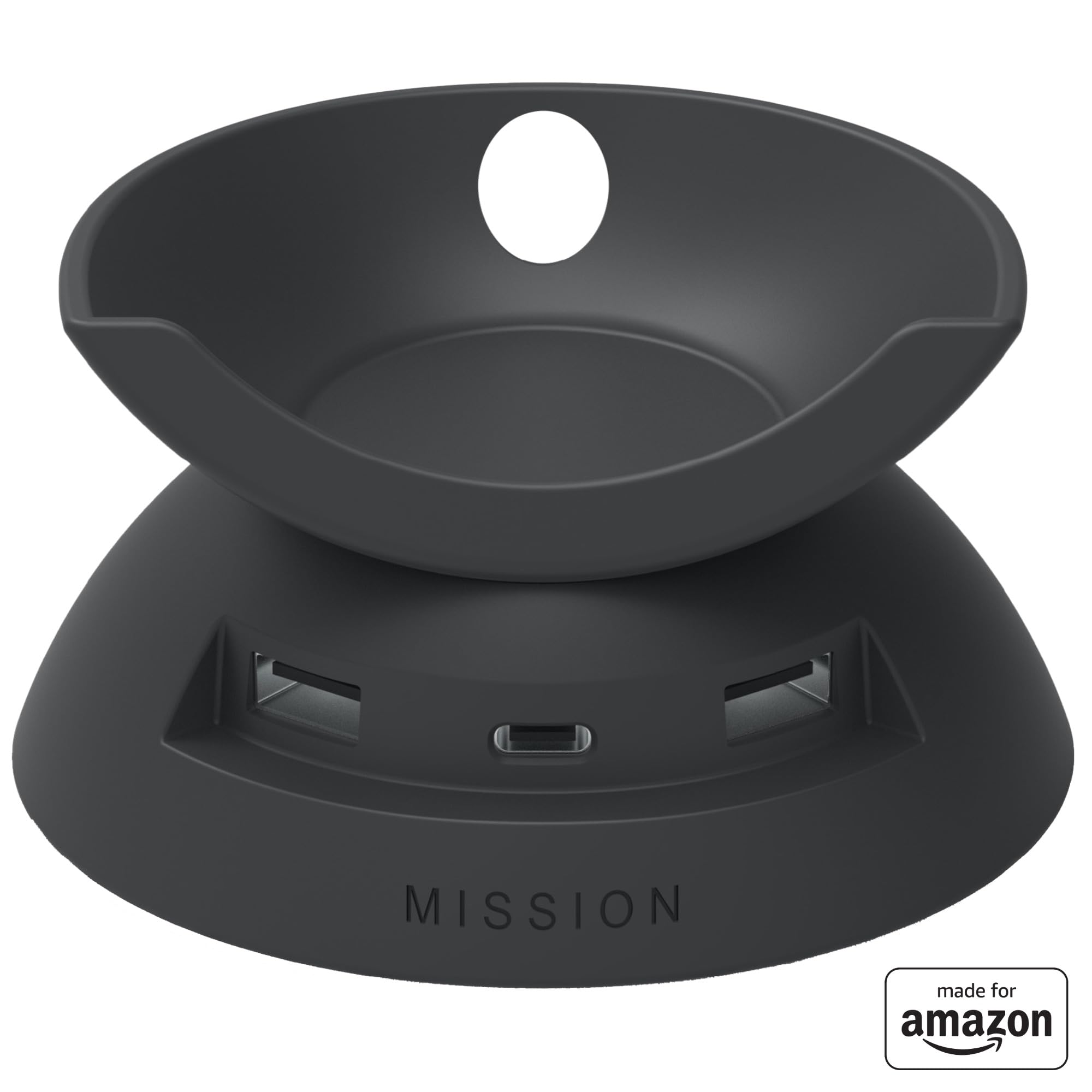 Echo Pop Bundle: Includes Echo Pop | Charcoal & Made For Amazon Stand with USB-C and USB-A charging ports | Charcoal