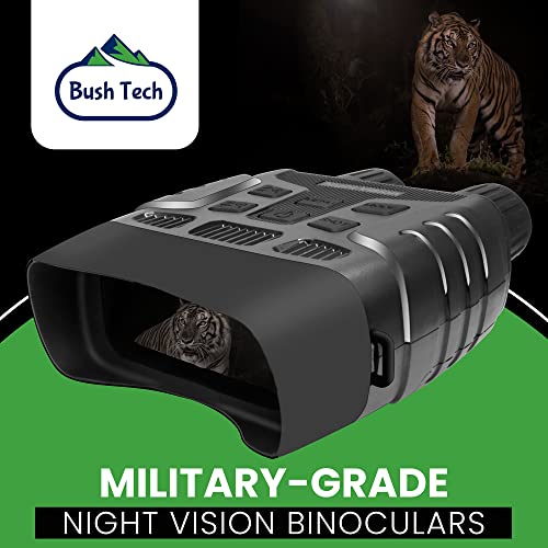 Bush Tech Night Vision Binoculars, Military-Grade Infrared Binoculars with Camera for Hunting and Surveillance, Day and Night High-Power Binoculars with 3X Digital Zoom, 984ft Range, 2.31β LCD Display