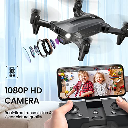 DEERC Drone with Camera for Kids, D40 FPV HD 1080P Mini Drones for Adults Beginner, Foldable Quad Air Hobby RC Quadcopters & Multirotors, Toys Gifts, 2 Batteries 20 Mins Flight Time, Easy to Fly