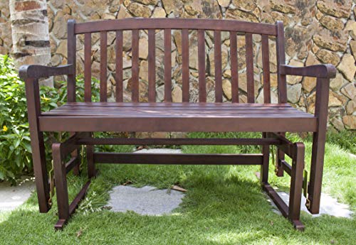 Merry Garden 2-Person Glider Bench Wooden Bench for Outdoor Patio Garden Dining, Stained
