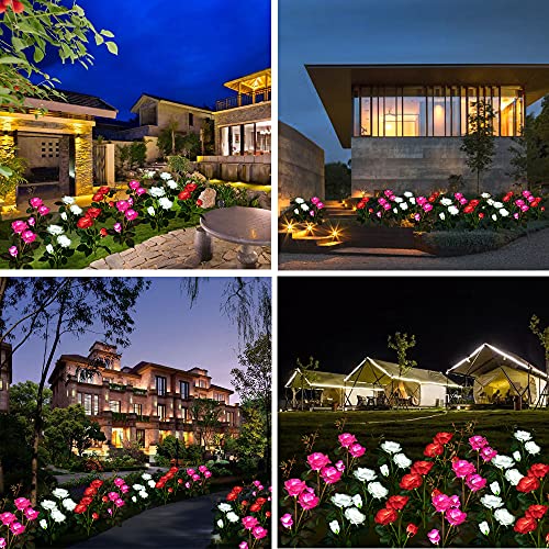 Anordsem Solar Garden Lights Outdoor,2 Pack Solar Flowers Roses Lights Garden Decorative, Waterproof Solar Garden Lights for Garden Lawn Patio Backyard Pathway Christmas Walkway (White