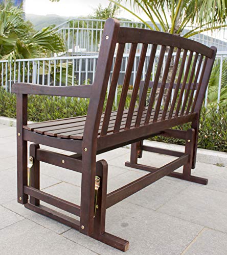 Merry Garden 2-Person Glider Bench Wooden Bench for Outdoor Patio Garden Dining, Stained