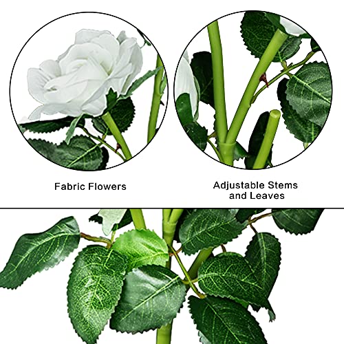 Anordsem Solar Garden Lights Outdoor,2 Pack Solar Flowers Roses Lights Garden Decorative, Waterproof Solar Garden Lights for Garden Lawn Patio Backyard Pathway Christmas Walkway (White