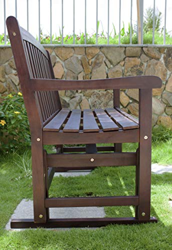 Merry Garden 2-Person Glider Bench Wooden Bench for Outdoor Patio Garden Dining, Stained