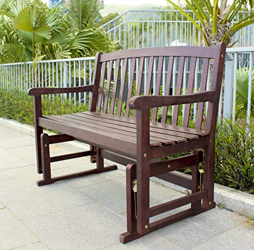 Merry Garden 2-Person Glider Bench Wooden Bench for Outdoor Patio Garden Dining, Stained