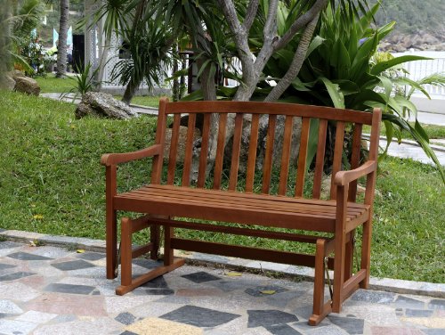 Merry Garden 2-Person Glider Bench Wooden Bench for Outdoor Patio Garden Dining, Stained