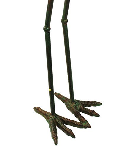 Seraphic Cast Iron Garden Decor Crane Bird Statues, Antique Green, Set of 2