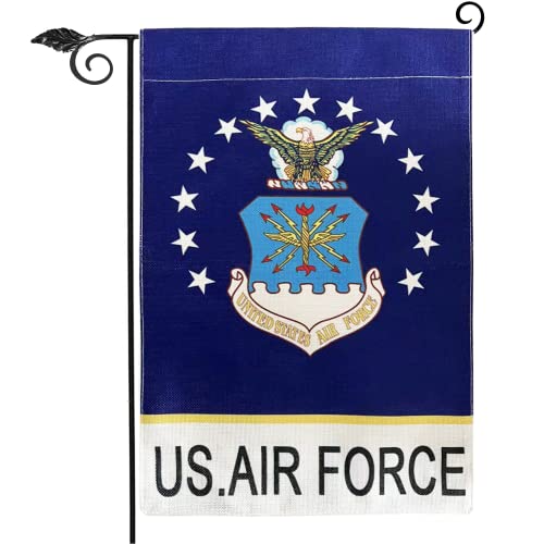 Patriotic Military US AIR FORCE Garden Flag Vertical Double Sized 12.5 x 18 Inch,Military US AIR FORCE Theme Memorial Day Veterans Day Labor Day Burlap Yard Outdoor Hanging Flag Decor (AIR FORCE)