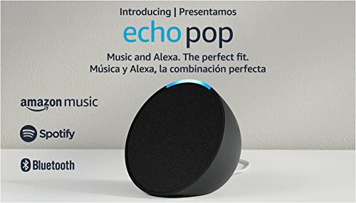 Echo Pop | Full sound compact smart speaker with Alexa | | International Version with EU Power Adaptor | Charcoal