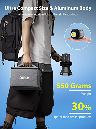 Video Light, COLBOR CL60 65W COB LED Continuous Output Lighting 2700k-6500K CRI97+ Monolight with Bowens Mount APP Control for Outdoor Shooting Filming Conference, LED-Video-Light-Photography-Studio