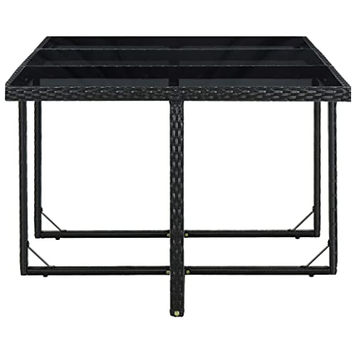 QZZCED 11 Piece Patio Dining Set with Cushions,Outdoor Bar Table,Patio Bar Set,Modern Outdoor Furniture,Dining Bench with Back,Bistro Set,for Patio Deck Garden,Backyard & Lawn, Poly Rattan Black