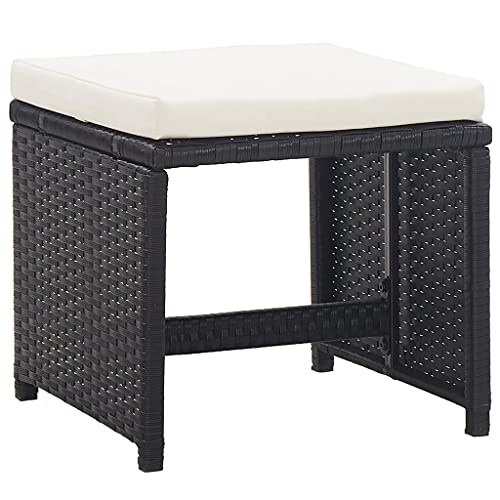 QZZCED 11 Piece Patio Dining Set with Cushions,Outdoor Bar Table,Patio Bar Set,Modern Outdoor Furniture,Dining Bench with Back,Bistro Set,for Patio Deck Garden,Backyard & Lawn, Poly Rattan Black
