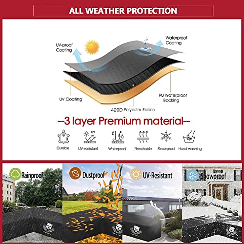 5 Pieces L-Shaped Patio Furniture Set Sectional Sofa Couch Cover,Waterproof Outdoor Conversation Set Cover,Heavy Duty 420D Polyester Cloth,6 Windproof Straps,Air Vents,Left Facing, 79"/51"Lx34"Dx31"H