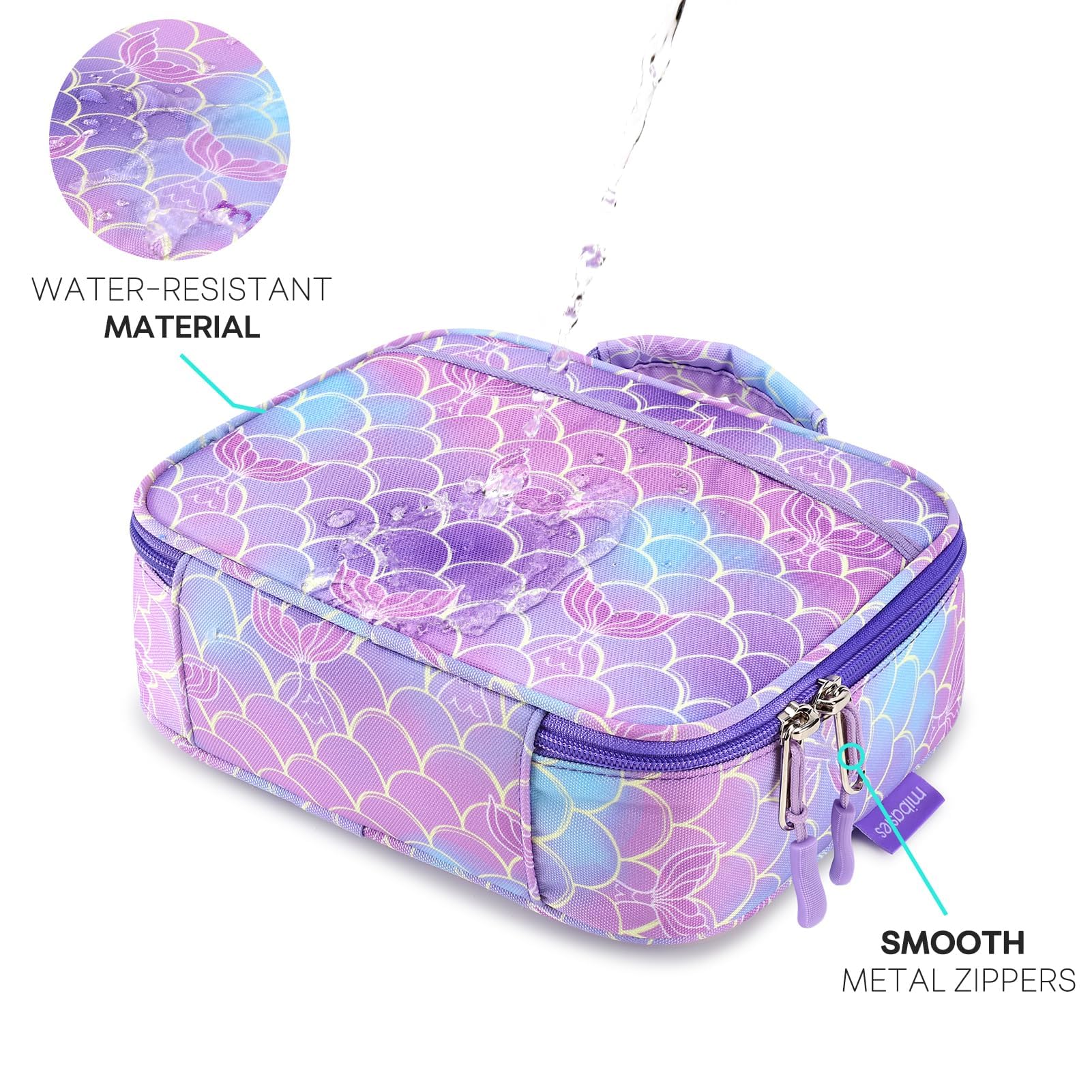 mibasies Kids Lunch Box for Girls and Boys Toddler Insulated Lunch Bag (Mermaid Tail1)