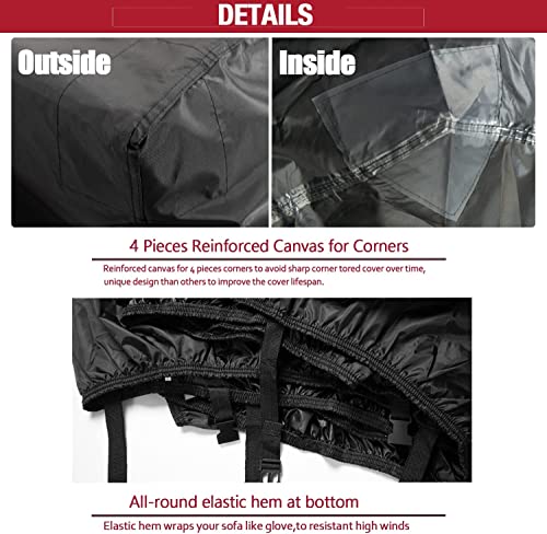 5 Pieces L-Shaped Patio Furniture Set Sectional Sofa Couch Cover,Waterproof Outdoor Conversation Set Cover,Heavy Duty 420D Polyester Cloth,6 Windproof Straps,Air Vents,Left Facing, 79"/51"Lx34"Dx31"H