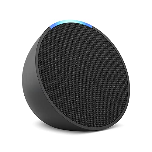 Echo Pop | Full sound compact smart speaker with Alexa | International Version with US Power Adaptor | Charcoal