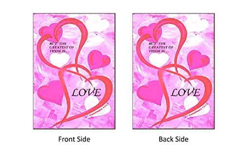 Valentine's Day Love Garden Flag - Pink Valentines Day Spring Welcome - Religious Bible Verse Yard flags - But the greatest of these is love - Double Sided by Jolly Jon