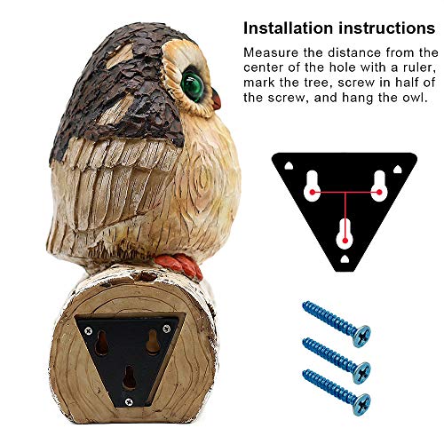 LINSBO Tree Hugger Statues Fake Owl Garden Decor, Polyresin Outdoor Whimsical Tree Sculpture Peeker Yard Art with Solar LED Eyes Lights