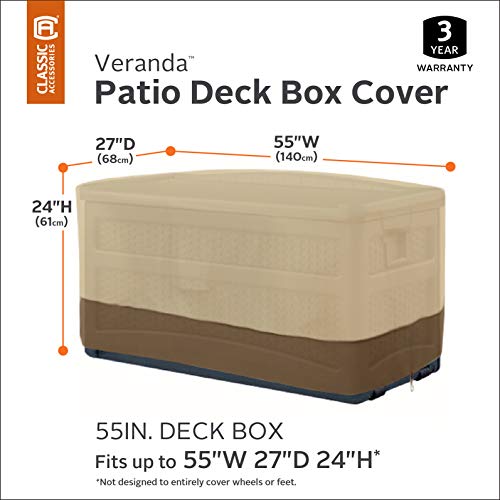 Classic Accessories Veranda Water-Resistant 55 Inch Patio Deck Box Cover, Patio Furniture Covers