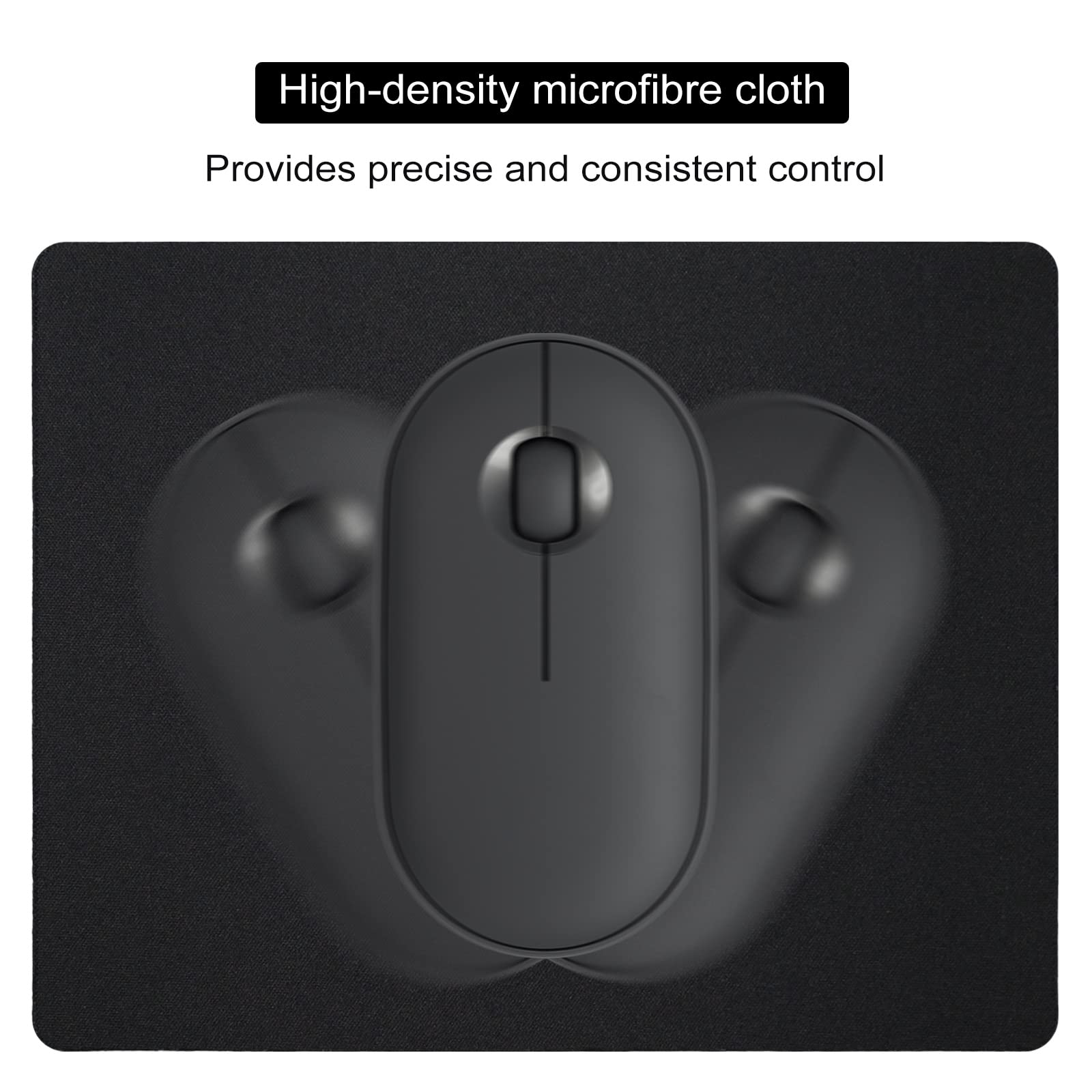 Cyanbone Small Mouse Pad 3 Pack, Mini Mouse Pads for Wireless Mouse and Laptop Computer, Portable Mousepad with Non-Slip Rubber Base & Waterproof Surface - Black -5.5 x 7 in