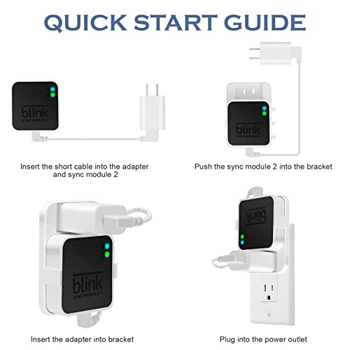 WDZREE Outlet Wall Mount for Blink Sync Module 2,Save Space and Easy Move Mount Bracket Holder for Blink Outdoor Indoor Home Security Camera with Easy Mount Short Cable and No Messy Wires or Screw