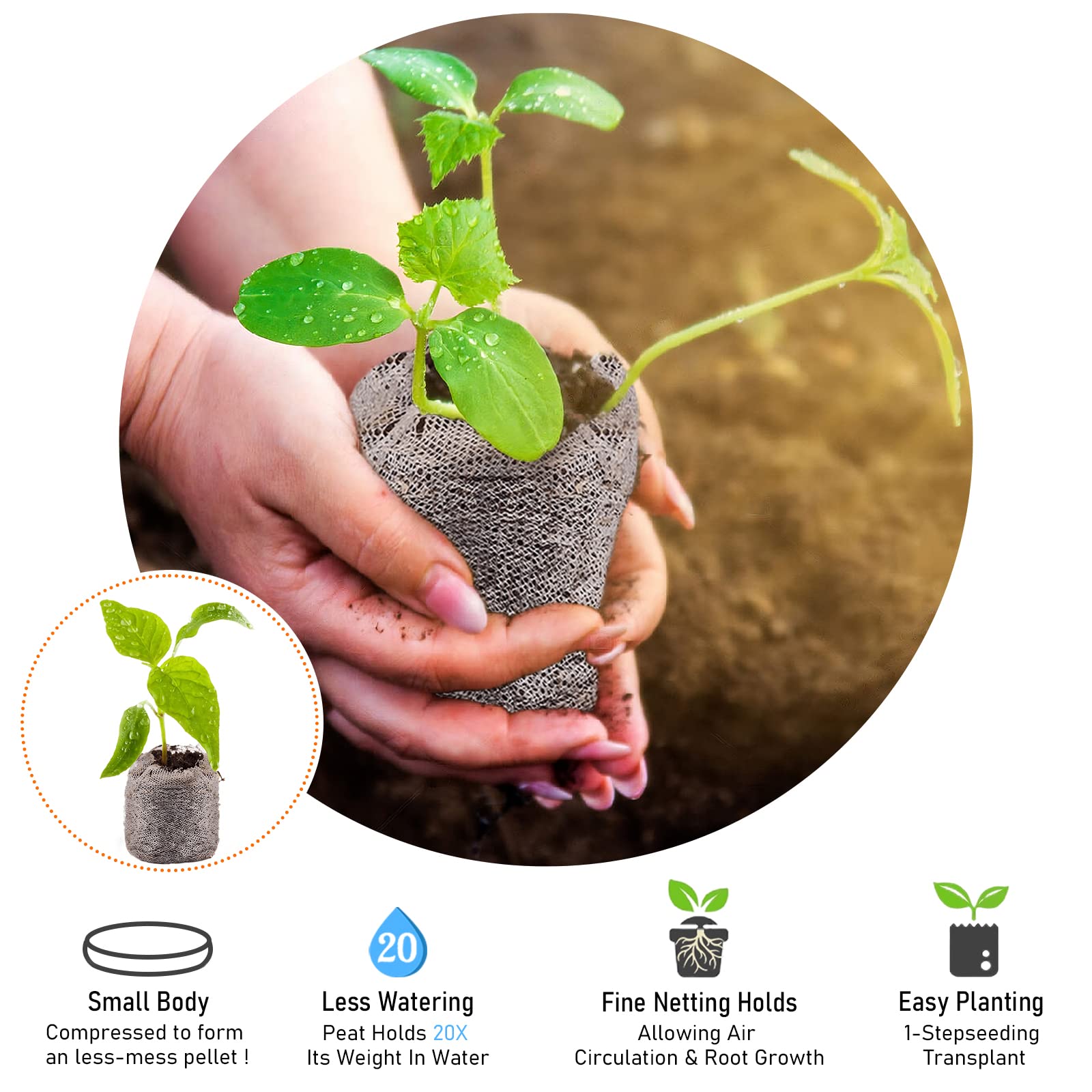 Legigo 50 Pcs 30mm Peat Pellets Starter Pods, Compressed Starting Plugs Pellet Fiber Soil Helps to Avoid Root Shock for Planting Herb Flower Vegetables
