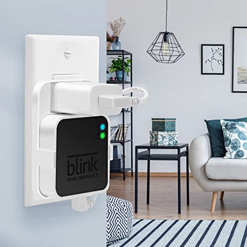 WDZREE Outlet Wall Mount for Blink Sync Module 2,Save Space and Easy Move Mount Bracket Holder for Blink Outdoor Indoor Home Security Camera with Easy Mount Short Cable and No Messy Wires or Screw