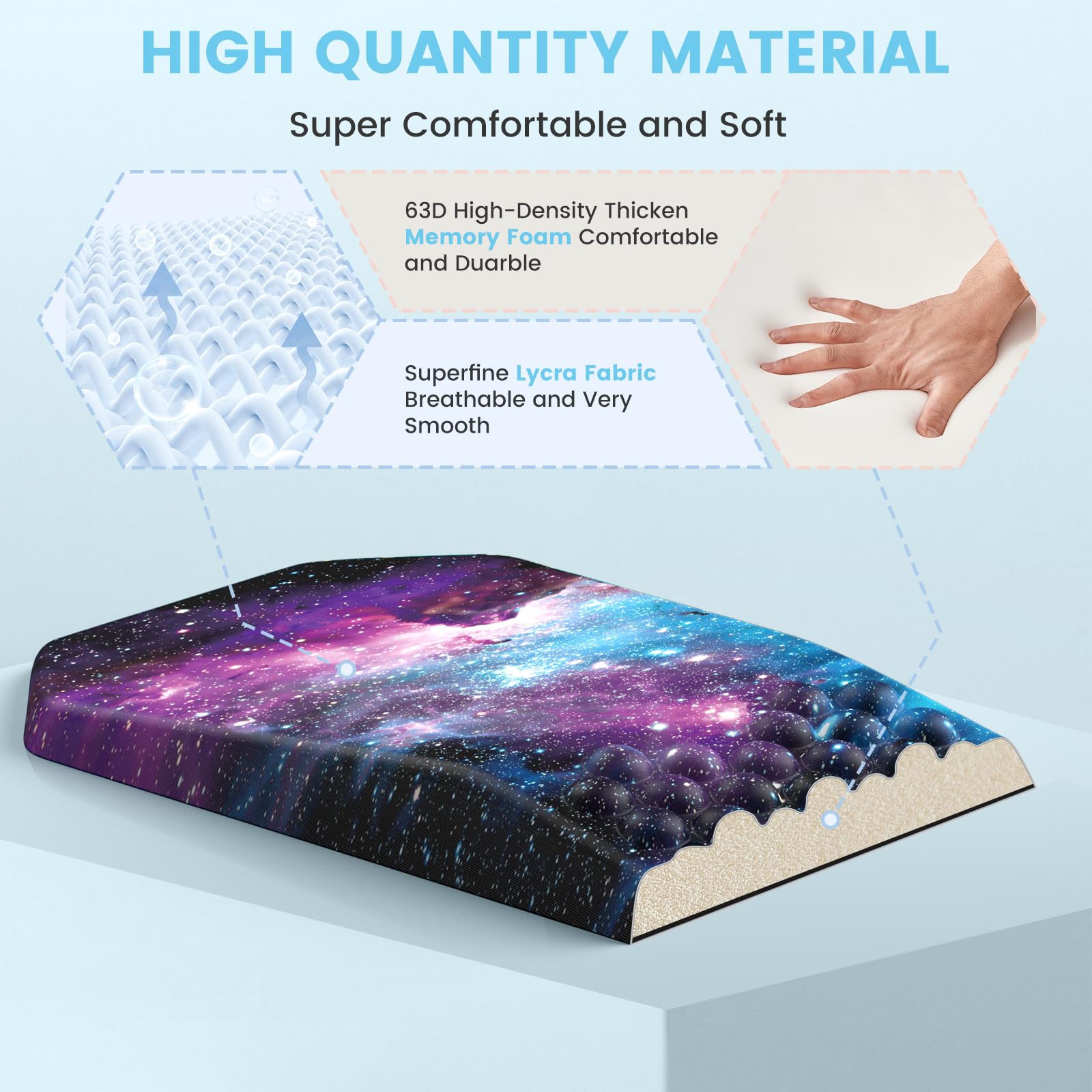 Roxooze Ergonomic Mouse Pad with Wrist Rest, Gaming Mouse Pad Wrist Support, Memory Foam Mousepad with Massage Design, Non-slip PU Base Mouse Pads for Wireless Mouse & Desk, Purple Blue Galaxy