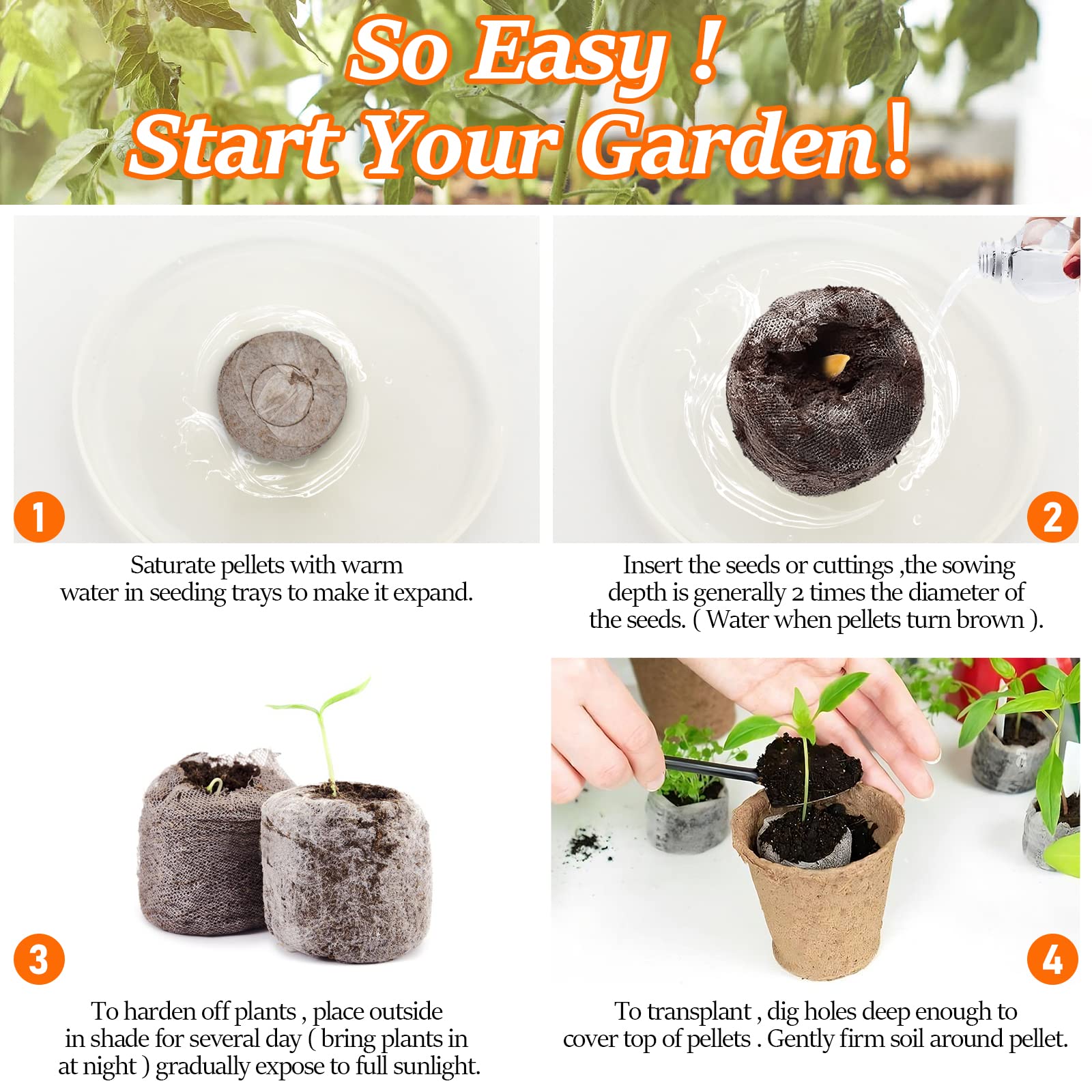 Legigo 50 Pcs 30mm Peat Pellets Starter Pods, Compressed Starting Plugs Pellet Fiber Soil Helps to Avoid Root Shock for Planting Herb Flower Vegetables