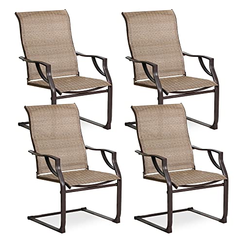 BALI OUTDOORS All-Weather Spring Motion Textile Patio Dining Chairs Set of 4 for Outdoor Lawn Garden Backyard