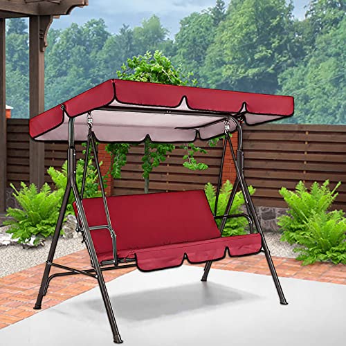 Outdoor Swing Canopy Cover, 2-Seater Canopy Swing Sets for Backyard, Replacement Swing Waterproof Top Cover Set for Patio/Lawn/Garden, Swing Canopy Cushion Sunscreen Uv Protection (No Steel Frame)