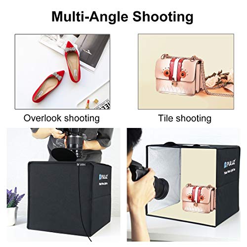 Photo Box 16" x 16" Quick Install Foldable Portable Studio Kit with Soft Light Cloth Professional Photography Equipment Adjustable White Light, Soft Light, Warm Light