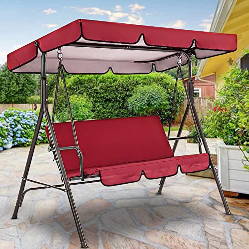 Outdoor Swing Canopy Cover, 2-Seater Canopy Swing Sets for Backyard, Replacement Swing Waterproof Top Cover Set for Patio/Lawn/Garden, Swing Canopy Cushion Sunscreen Uv Protection (No Steel Frame)