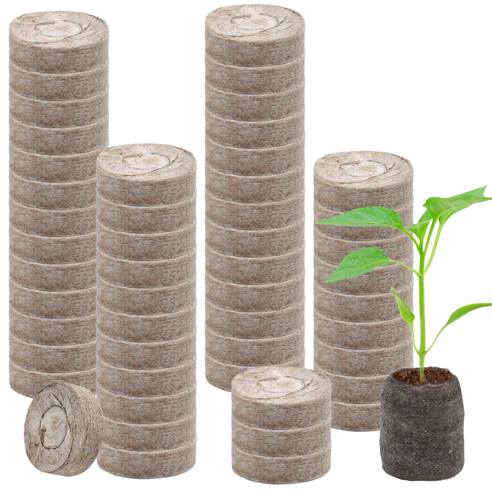 Legigo 50 Pcs 30mm Peat Pellets Starter Pods, Compressed Starting Plugs Pellet Fiber Soil Helps to Avoid Root Shock for Planting Herb Flower Vegetables