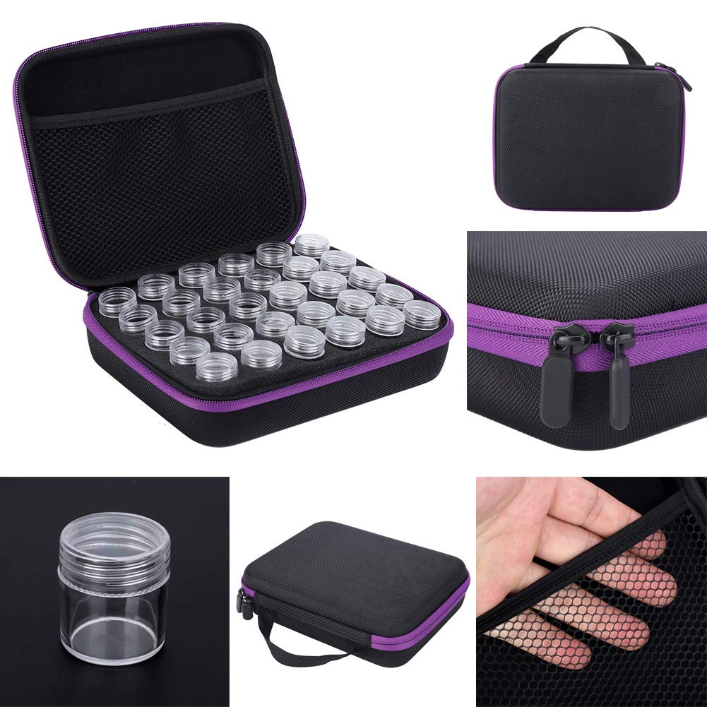 Aqur2020 Diamond Embroidery Box, 30 Slots Diamond Embroidery Box Diamond Painting Accessories Tool Storage Box with 30 Compartments(Purple)