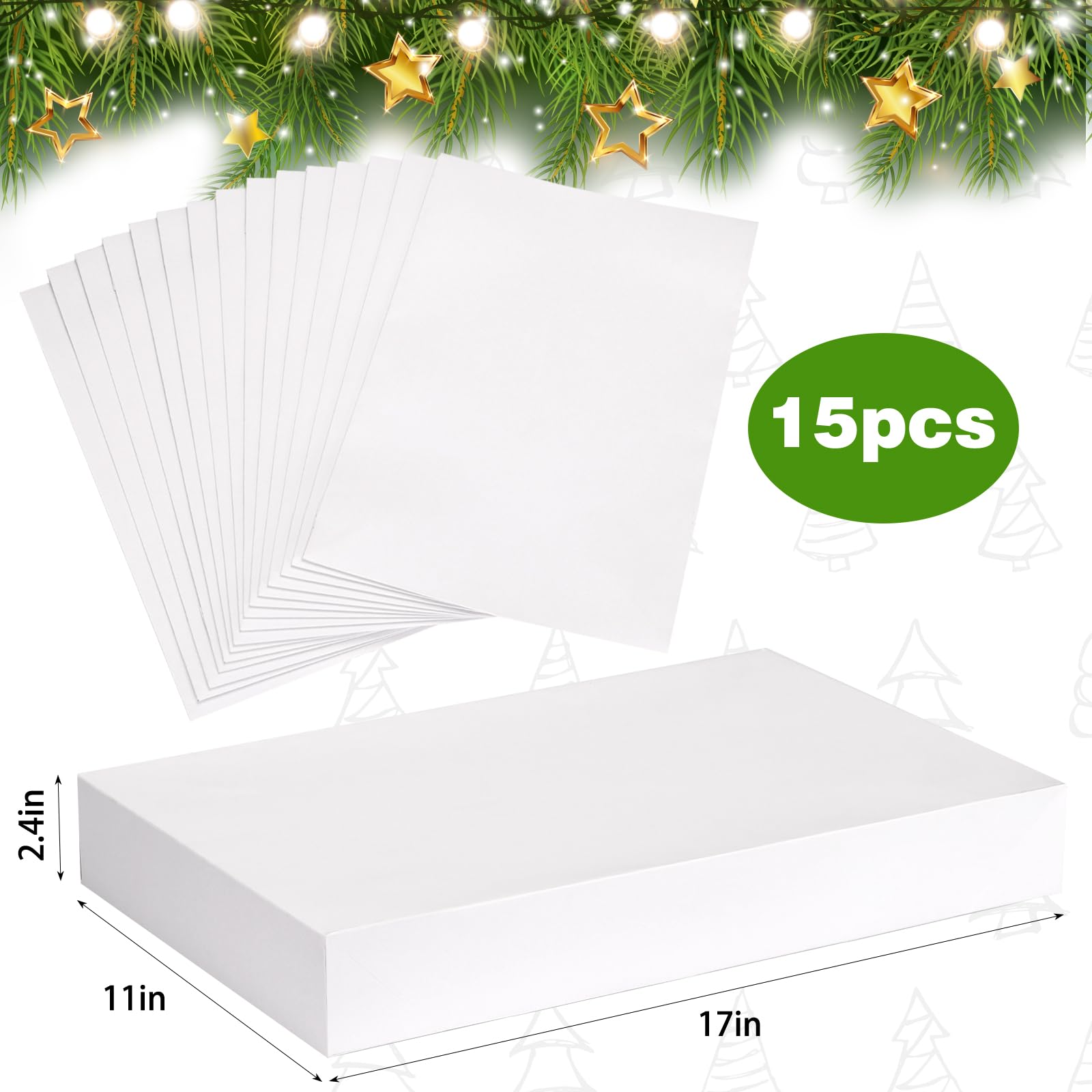 Moretoes 15 PCS X-Large White Gift Boxes with Lids, Shirt Boxes Robe Boxes for Holidays, Mother's Day, Father's Day, Birthdays, Valentine's Day(17 x 11x 2.4 Inches)