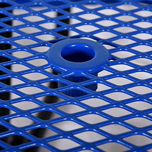 HONOOR Expanded Metal Picnic Table for Outdoors Lifetime Picnic Table with Umbrella Hole,Heavy Duty Sturdy Commercial Picnic Tables for Garden Courtyard BBQ, Round 46 inch Blue (ASW333)