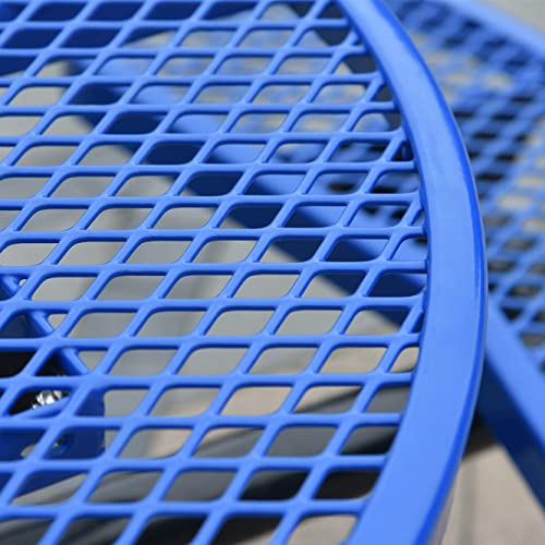 HONOOR Expanded Metal Picnic Table for Outdoors Lifetime Picnic Table with Umbrella Hole,Heavy Duty Sturdy Commercial Picnic Tables for Garden Courtyard BBQ, Round 46 inch Blue (ASW333)